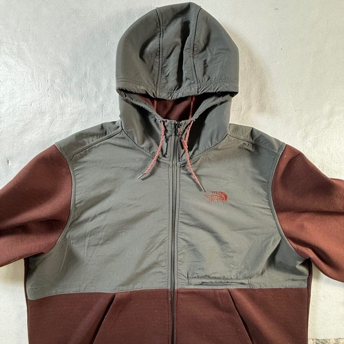 The North Face Full Zip Hoodie Mens 2XL Colorblock Jacket Burgundy Gray ...