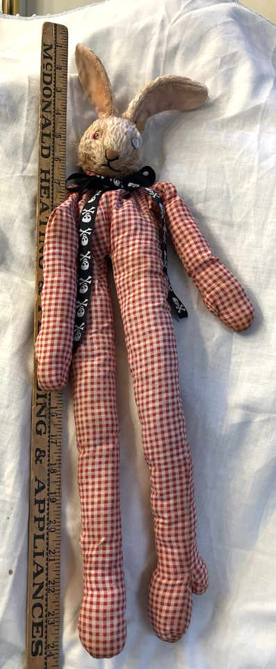 OLD Bunny Rabbit 23” One Red Glass Eye One Pearl Eye Limp Body CREEPY ...
