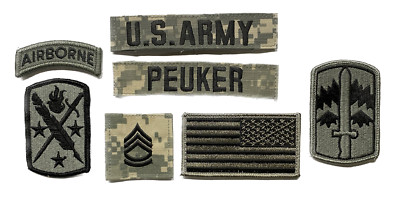 7 US Army Patch Set Ucp Acu 171st Fanteria Brigade Sergente Peuker USA ...