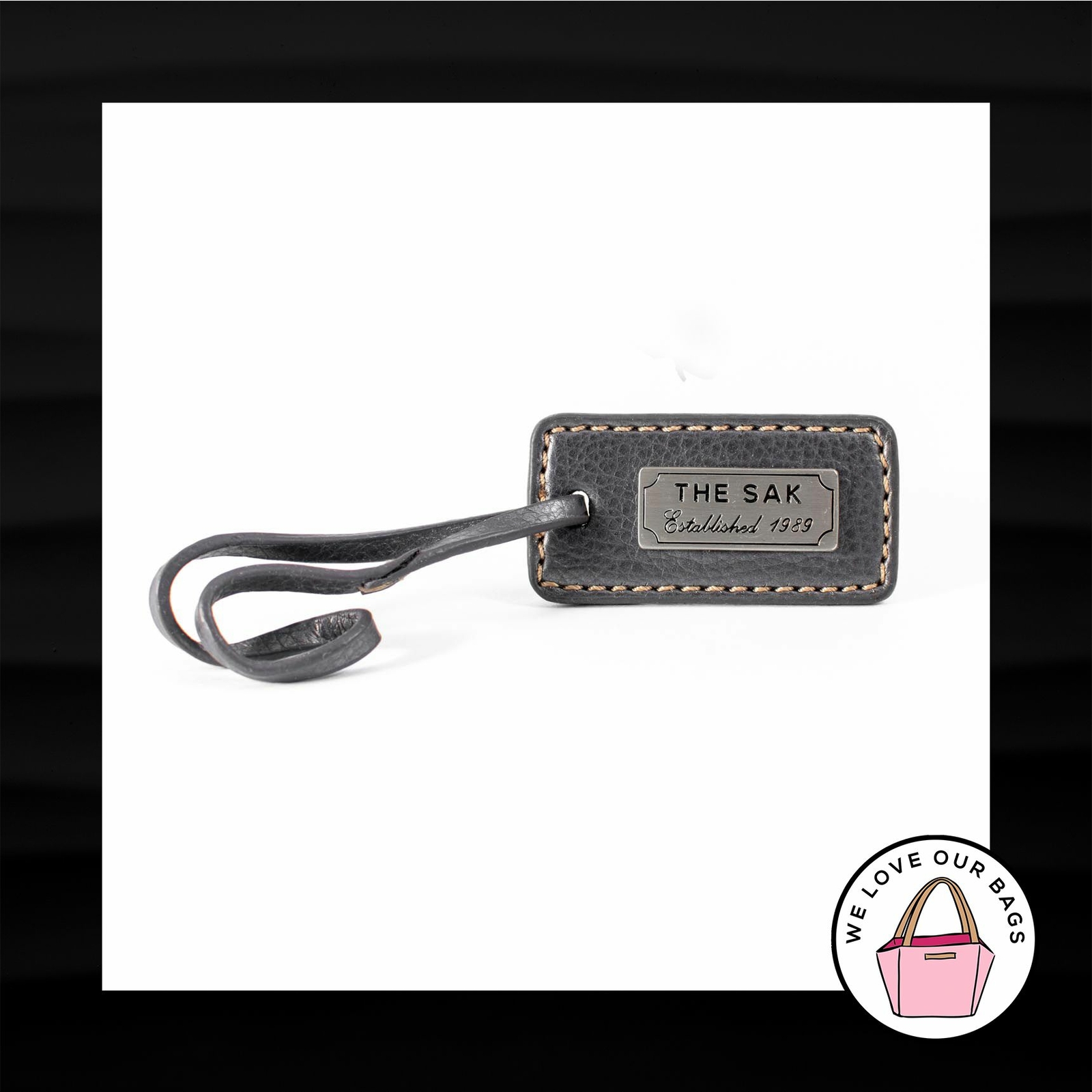 THE SAK GRAY SILVER LEATHER STRAP LOOP KEY FOB BAG CHARM KEYCHAIN HANG ...