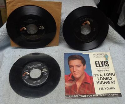 ** Lot of THREE (3) Different - RCA - ELVIS 45 RPM Records PLUS Extra ...