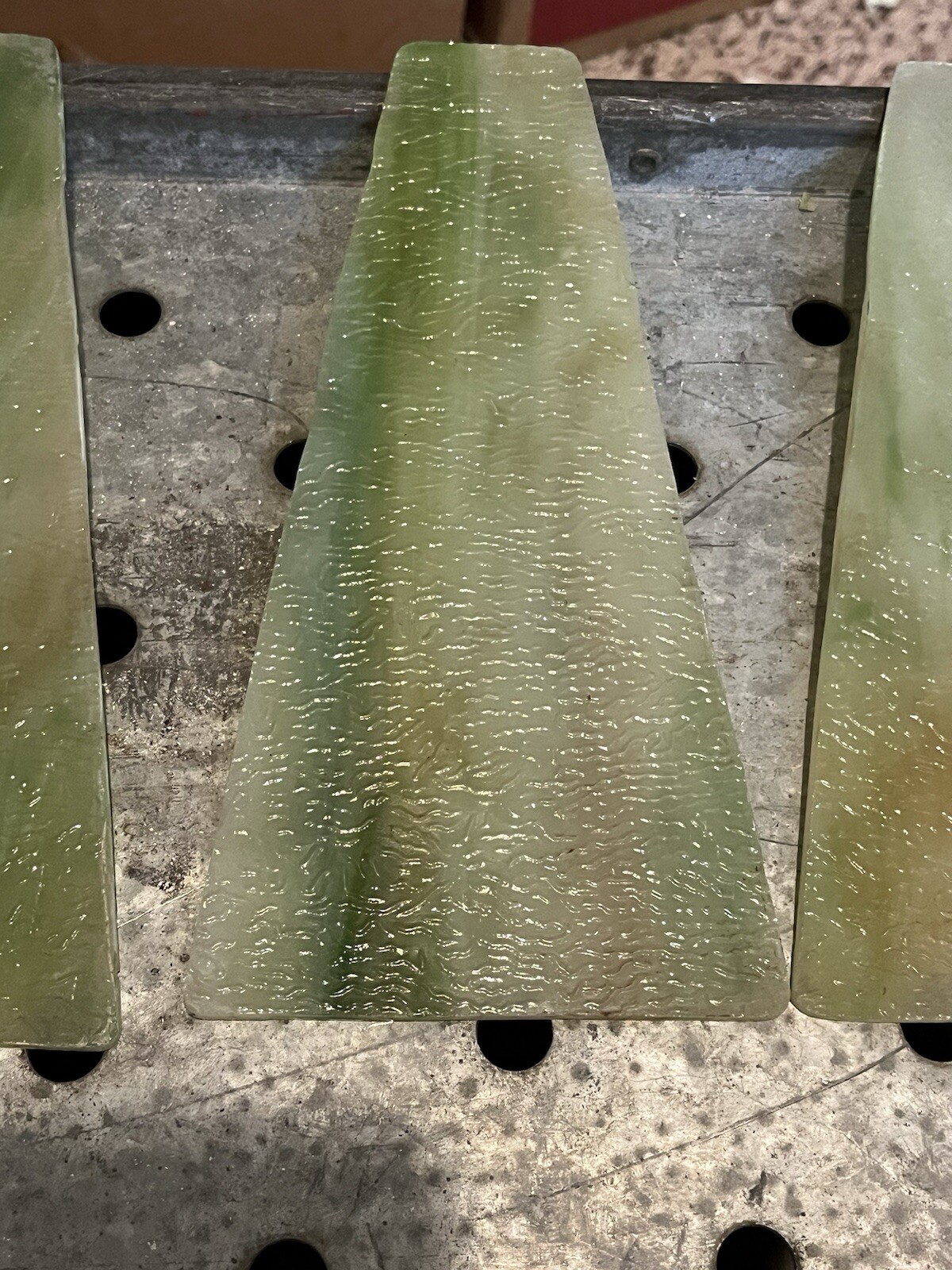 4-Vintage Green SLAG GLASS FLAT PANELS FOR LAMP SHADE REPAIR OR ...