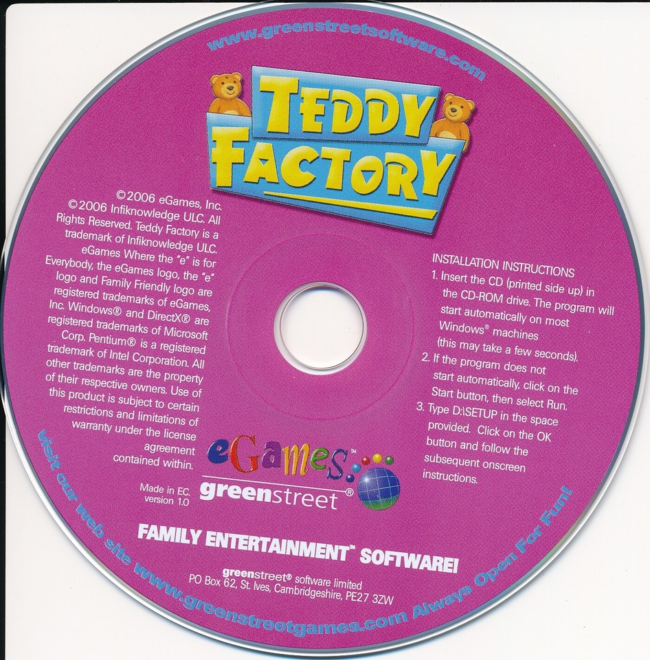 Teddy Factory - Build Your Own Bear - Childrens Software PC CD (Disc in ...