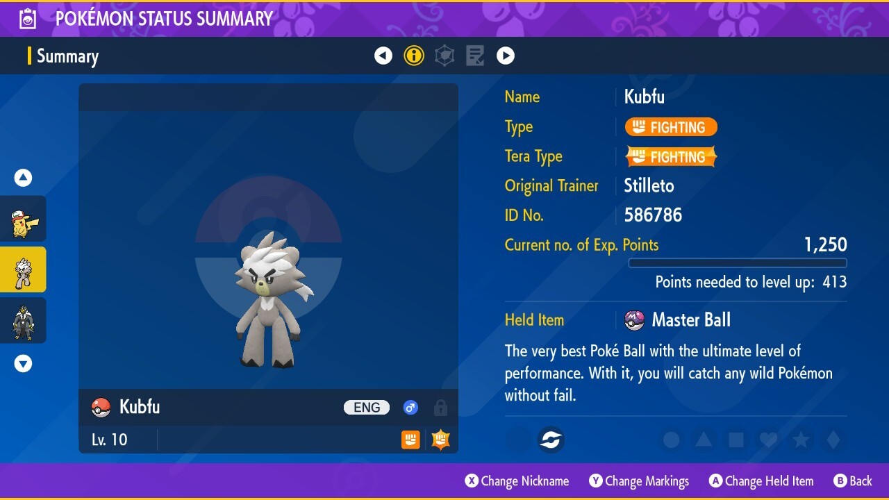 Non-Shiny Kubfu 6IV Lv. 10 Legendary Urshifu Pokemon From Home Scarlet ...