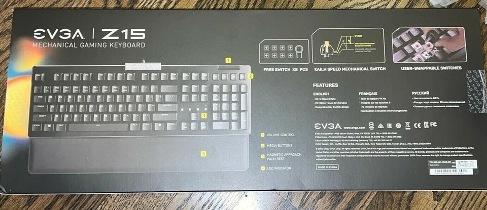 New Sealed EVGA Z15 RGB Mechanical Gaming Keyboard Hot Swappable Bronze ...
