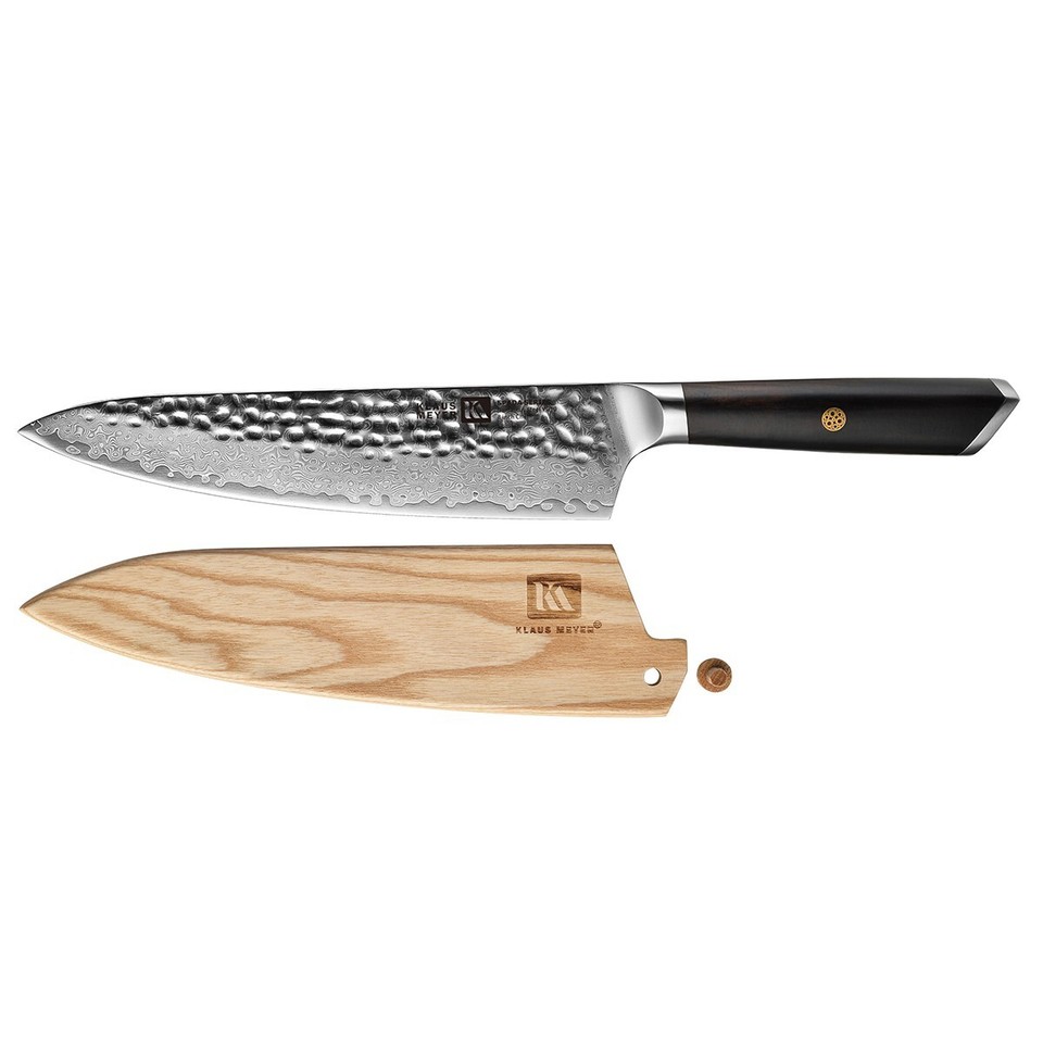 Klaus Meyer Spada Damascus Steel 8 inch Chef's Knife with Wood Sheath ...