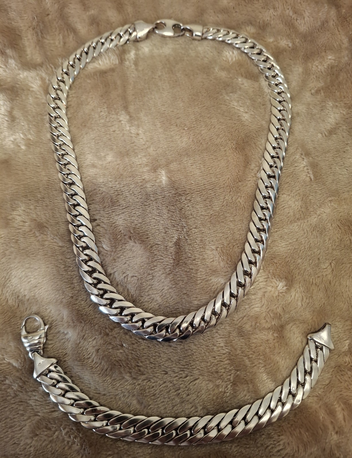 Sterling Silver Curb Link Necklace and Bracelet Made … - Gem