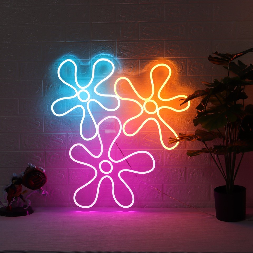 Popping Flowers Neon Sign, Spongebob flower neon sign, Led Neon Sign ...