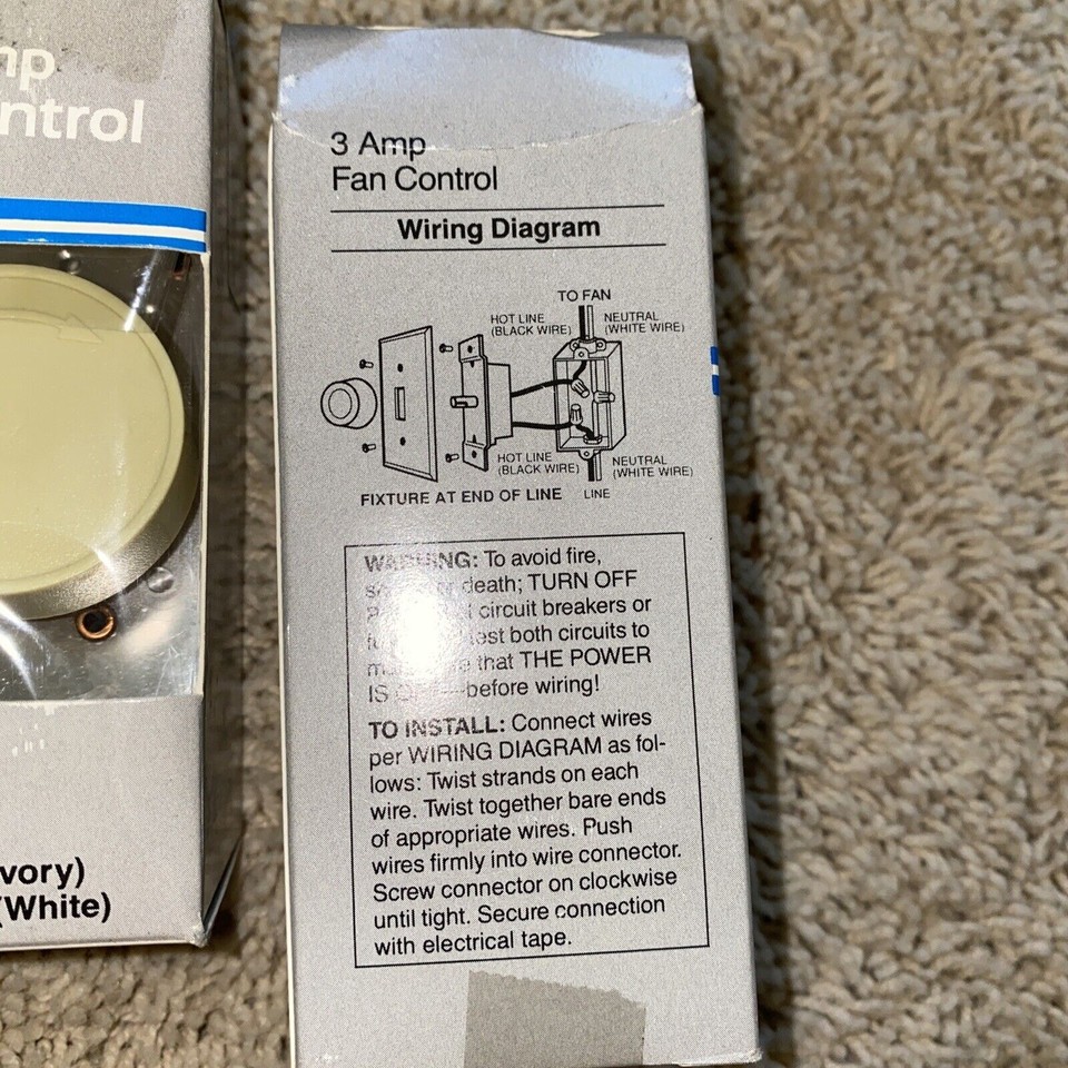 Lot Of 10: Vintage LEVITON 3 Amp Fan Speed Control Ceiling Fan Ivory ...
