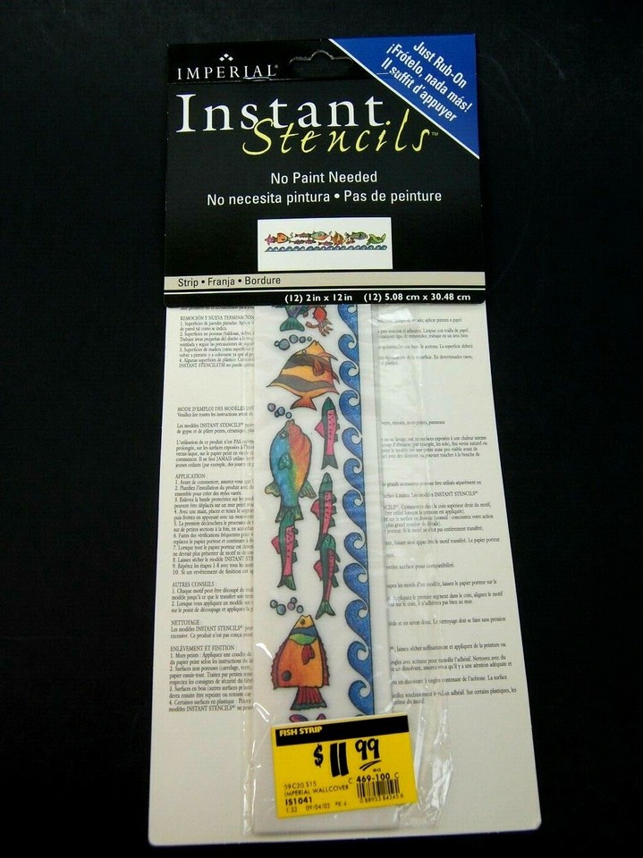 Imperial Instant Stencils Rub On IS1041 Aquatic Design 12 Fish Turtle ...