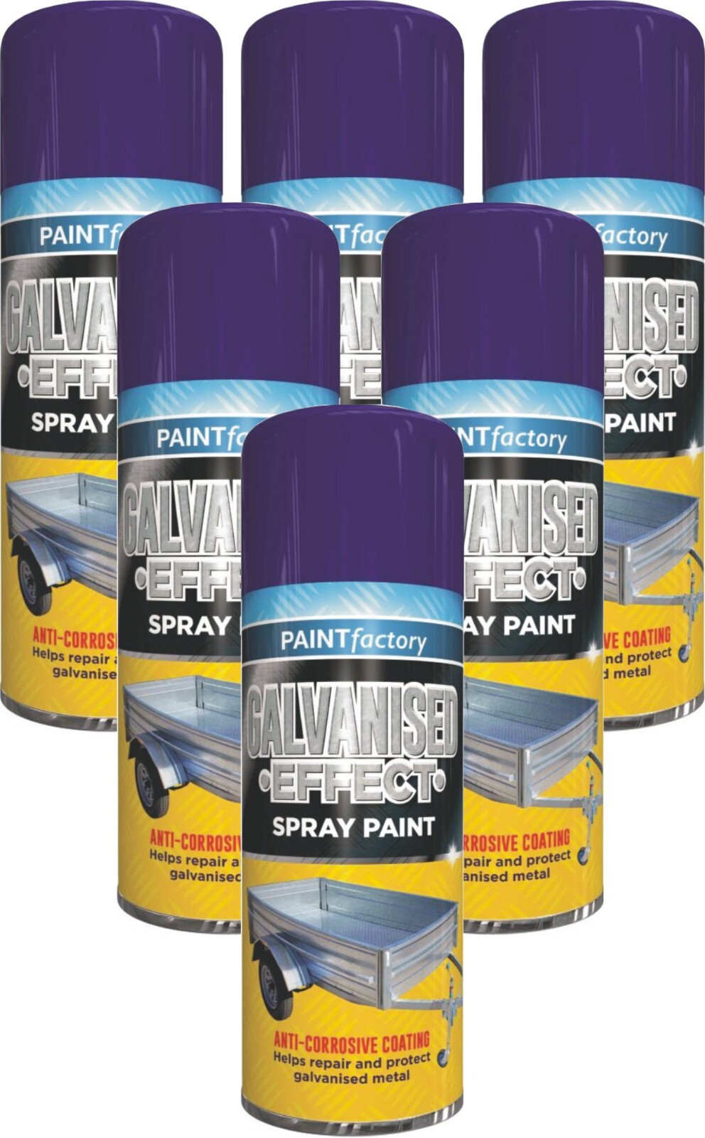 6 x 400ml Galvanised Effect Spray Paint Anti Corrosive Coat Protect ...