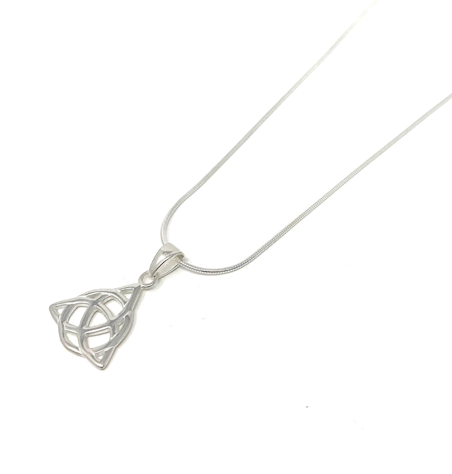 Sterling Silver Triquetra Trinity Knot Pendant on Snake Chain | eBay