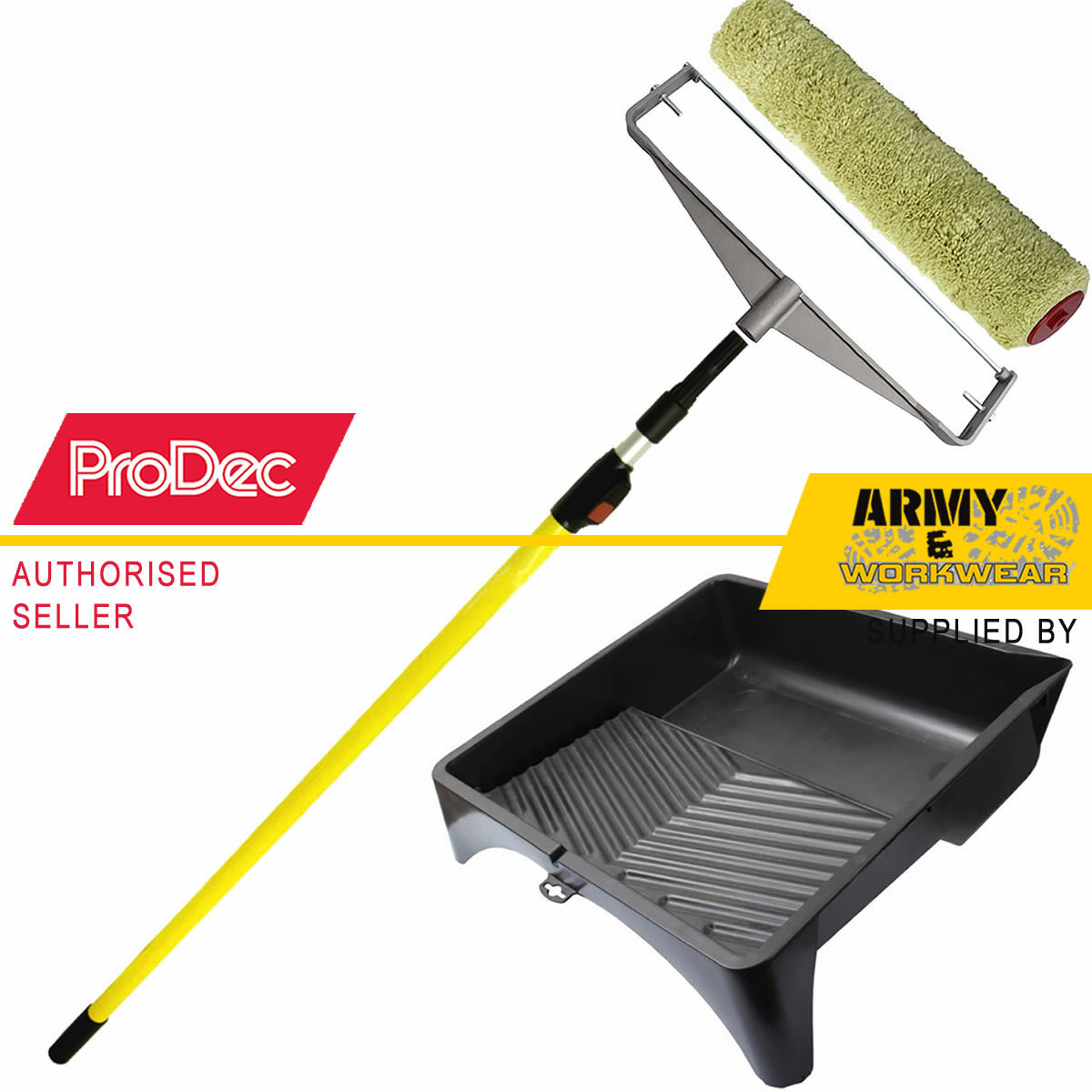 ProDec 15" Roller Paint Sleeves + Metal Double Arm Frame +Extension ...