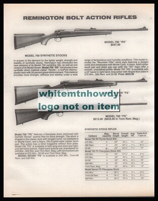 1989 REMINGTON Model 700 Synthetic, Seven FS, 700 FS Bolt Action Rifle ...