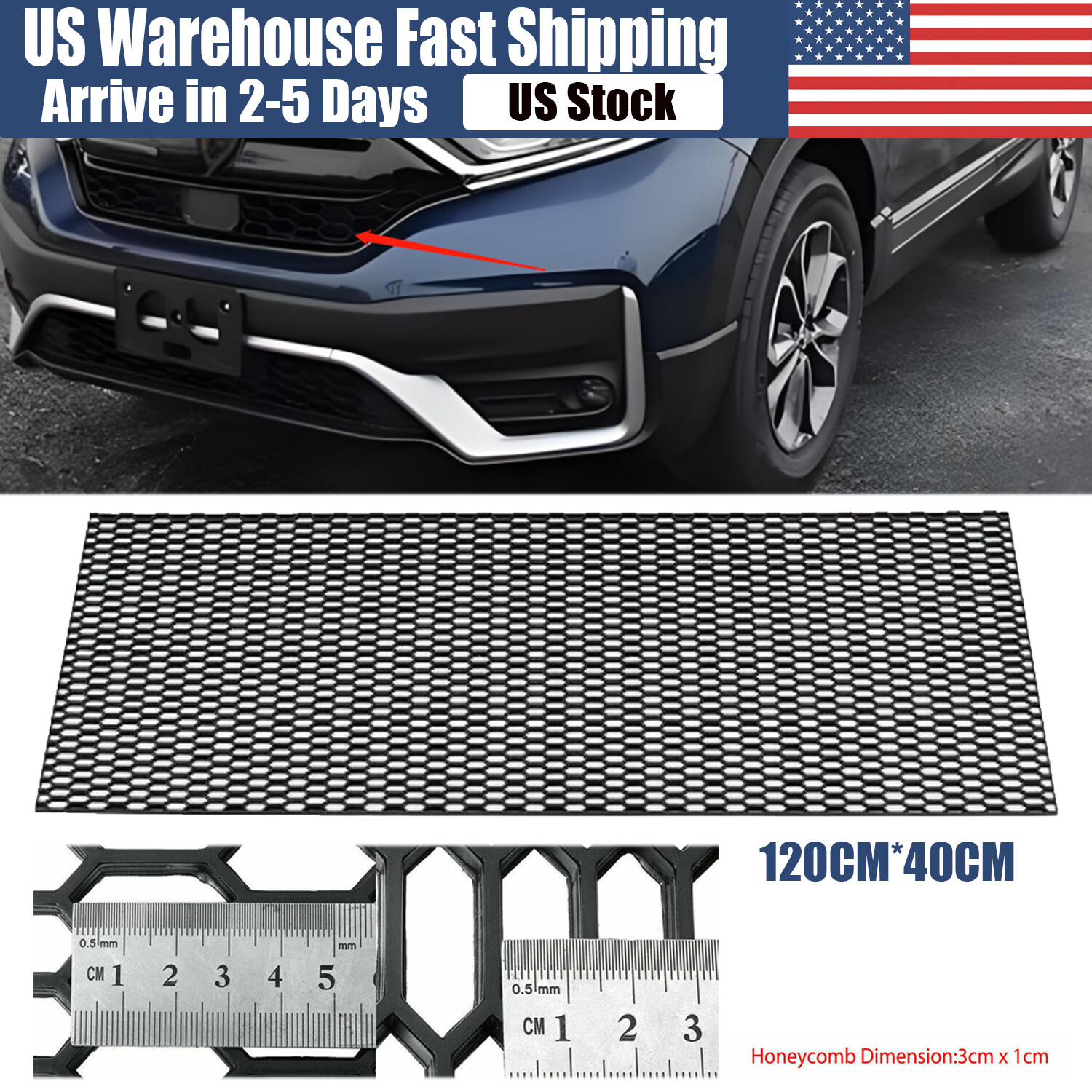 Universal Black Plastic Car Racing Honeycomb Mesh Grill Spoiler Bumper ...