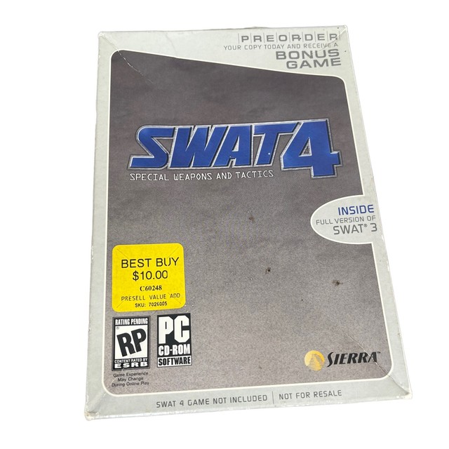 SWAT 3 Sierra On-line In SWAT 4 Box (PC 2001) Game CIB Complete for ...