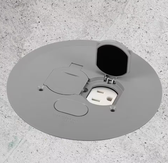 NEWHOUSE Low-Profile Round Floor Box Outlet Cover with 2 Lift Lids ...
