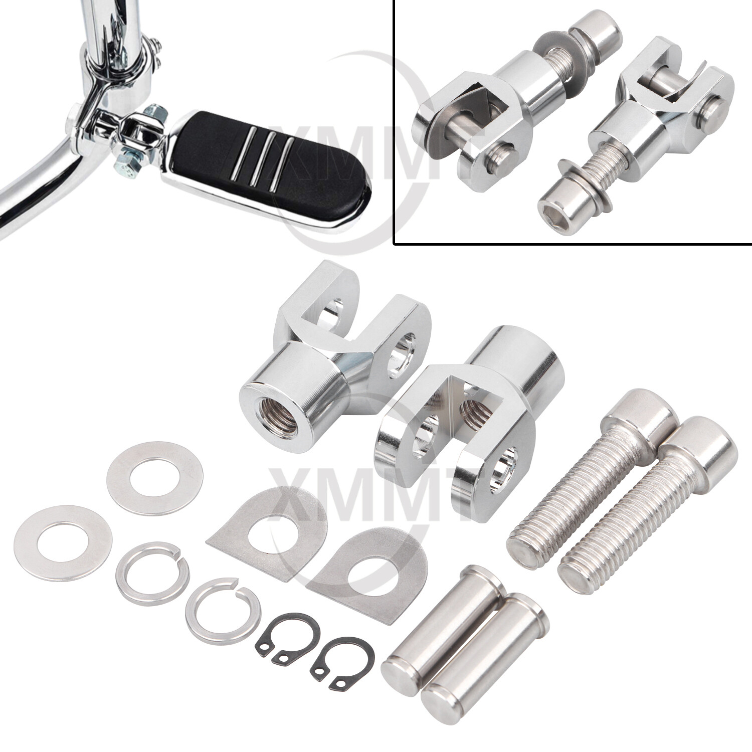 Chrome Passenger Foot Peg Support Clevis Mount for Harley Softail Low ...