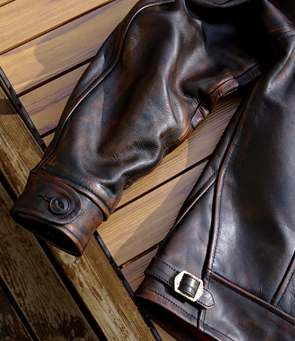 Mens Retro Wild West Distressed Jacket Vintage Style Tea Core Horsehide ...