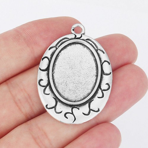 10PCS Antique Silver 25x18mm Oval Blanks Cameo Cabochon Bezel Setting ...