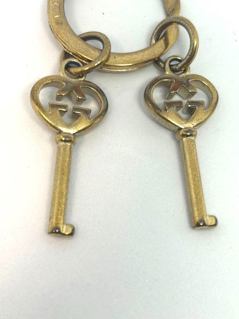 GUCCI Double Heart Interlocking G KeyRing Authentic - Gem