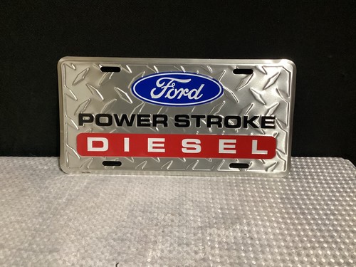 Ford Power Stroke License Plate Embossed Metal Diamond Plate Nice | eBay