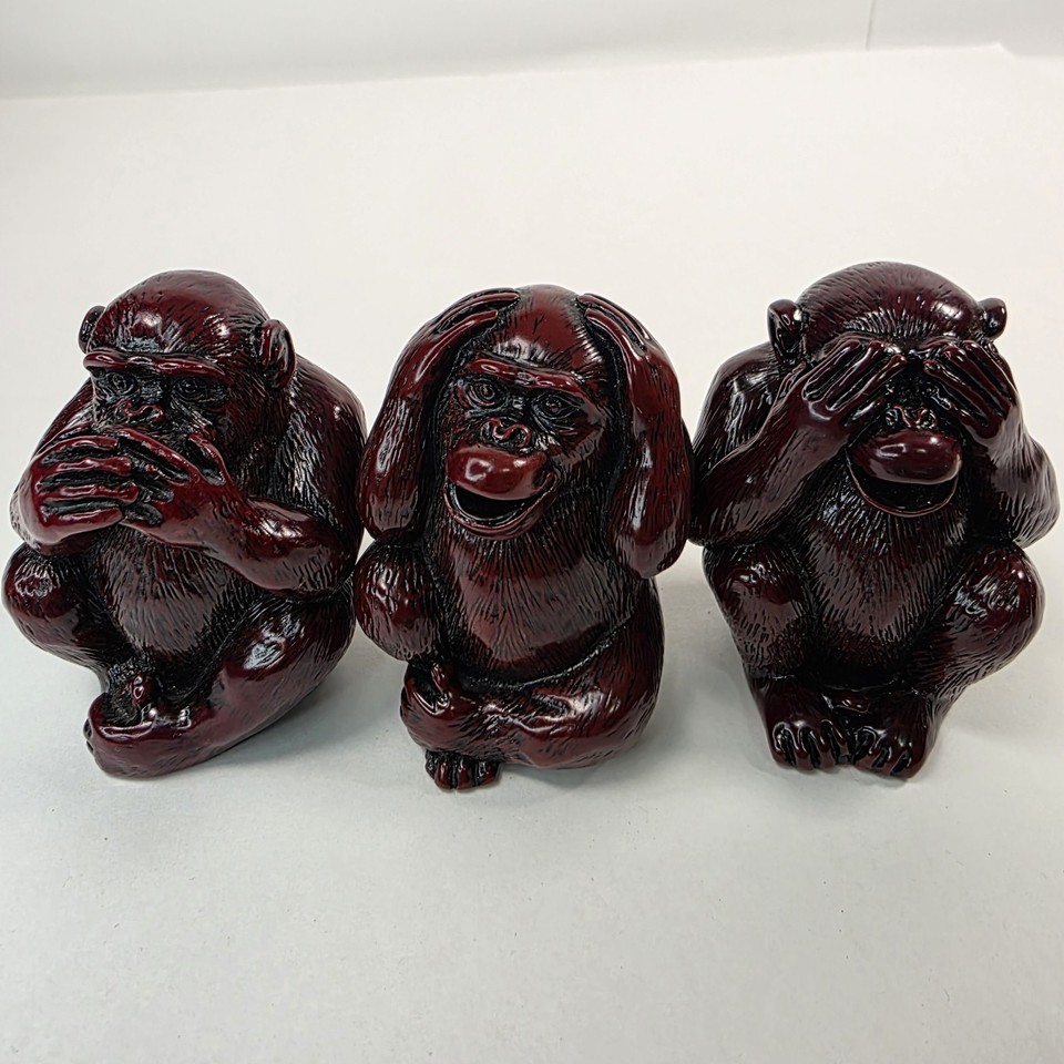 3 Wise Monkeys Figurines Set Hear See Speak No Evil Three Statue ...