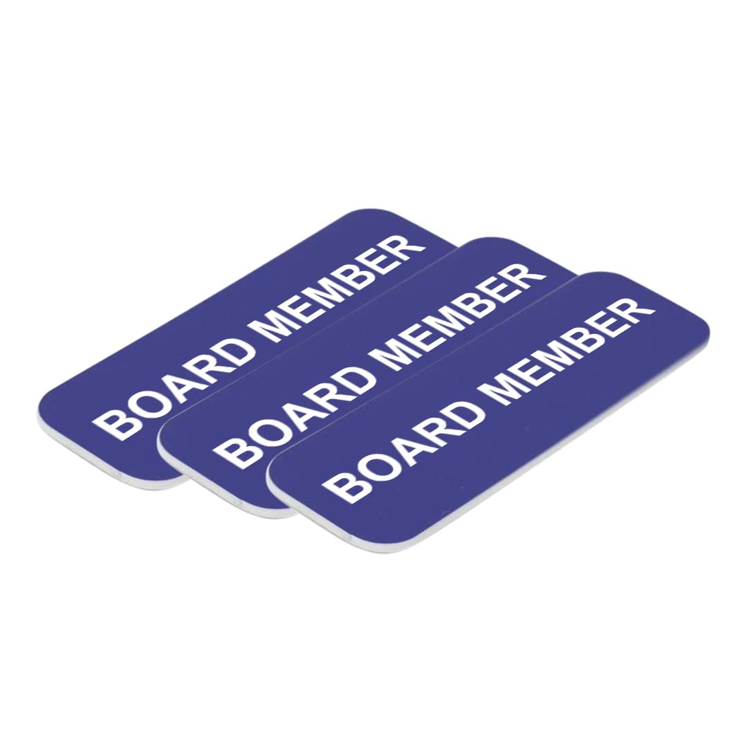 3 Pack Board Member Name Tag 1x3 inch Blue Badge with Pin Backing for ...