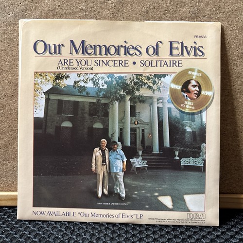 OUR MEMORIES OF ELVIS Presley Are You Sincere/Solitaire 7" 45 RPM RCA ...
