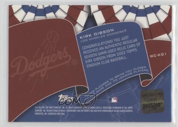 2002 Topps Stadium Club World Champions Relics Kirk Gibson #WC-KG1 | eBay