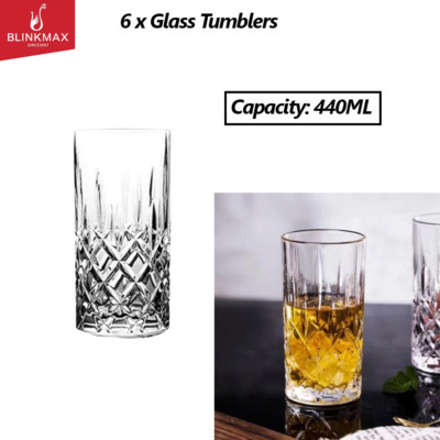 6 x 440ml BlinkMax Glass Tumbler Beer Tea Hot Cold Beverage Party ...