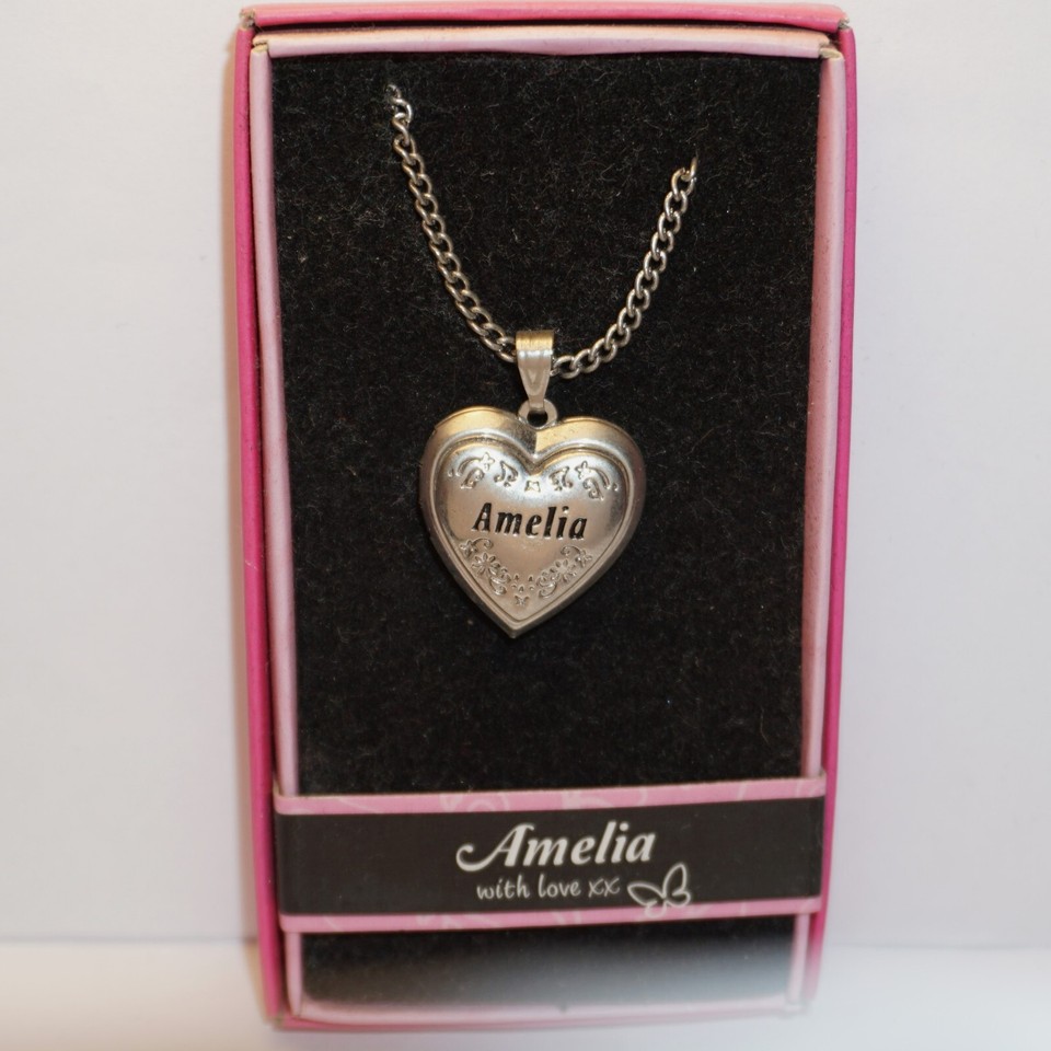 Love Locket Necklace Heart Silver Personalized Pick Name Mulberry ...