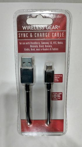 Wireless Gear Micro USB Sync & Charge Cable 10ft | eBay