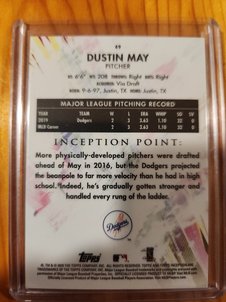 Dustin May (RC), Los Angeles Dodgers, 2020 Topps Inception Pink #/99 | eBay