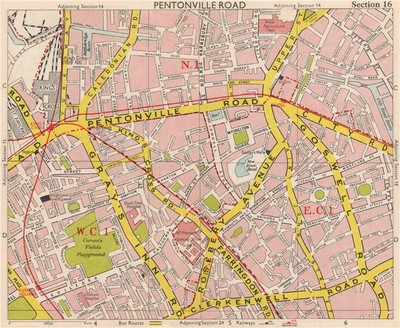 LONDON WC1 EC1 N1 Pentonville Bloomsbury Finsbury Islington. BACON 1959 ...