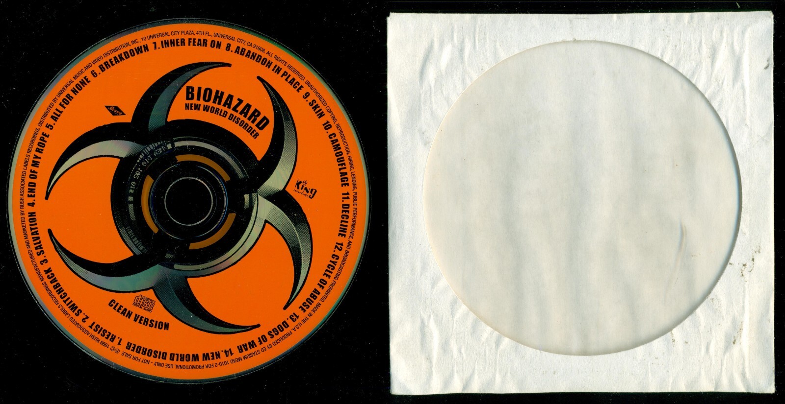 Biohazard Full Album PROMO CD 1999 ORIGINAL New World Disorder ...