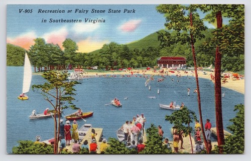 c1940s~Stuart Virginia VA~Fairy Stone State Park~Lake Beach~Bathers~Vtg ...