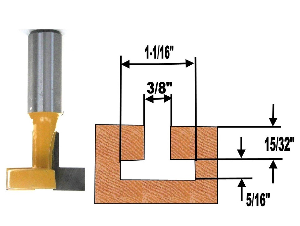 1 pc 1/2" Shank T-Slot & T-Track Slotting and Slatwall Sutter Router ...
