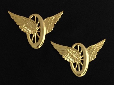 Motorcycle Wheel with Wings Insignia Metal Gold Finish (Pair) | eBay