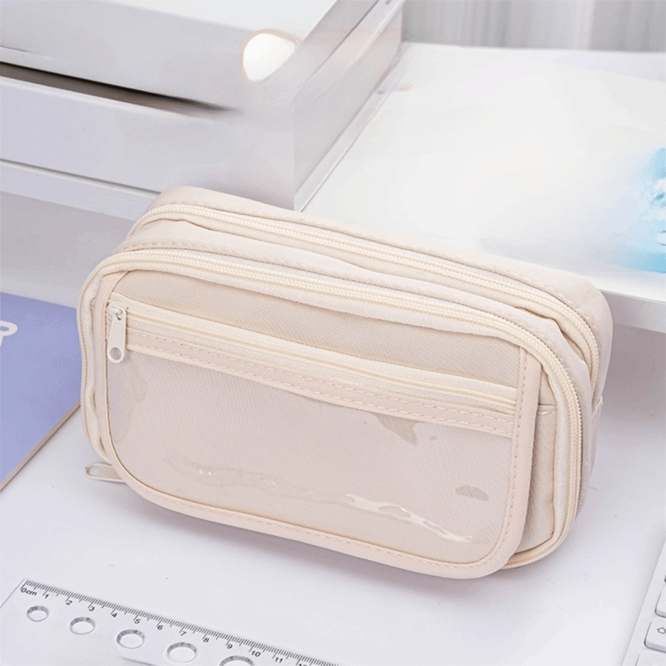 Multi-layer Pencil Bag Solid Color Stationery Storage Bag Back To ...