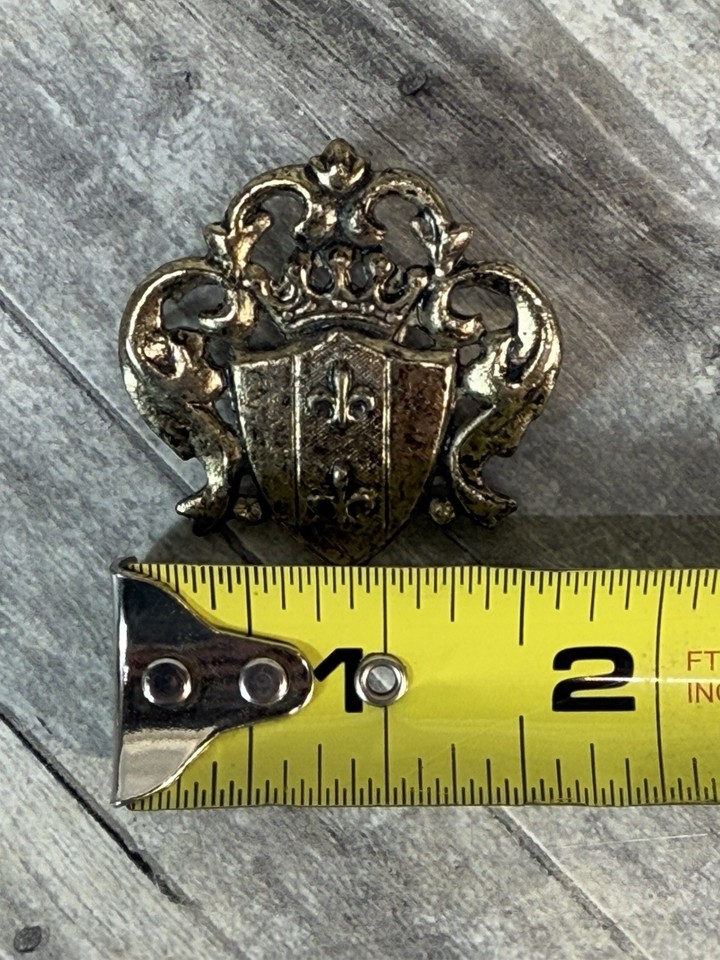 Vintage Fleur De Lis Crest Shield Crown Brooch Pin Lot Of 4 Gold Plated ...
