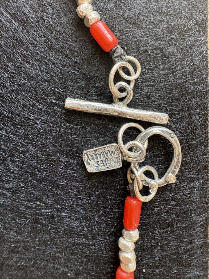 Jes Maharry Silver Necklace With Red Beads And A Silver Pendant “be ...