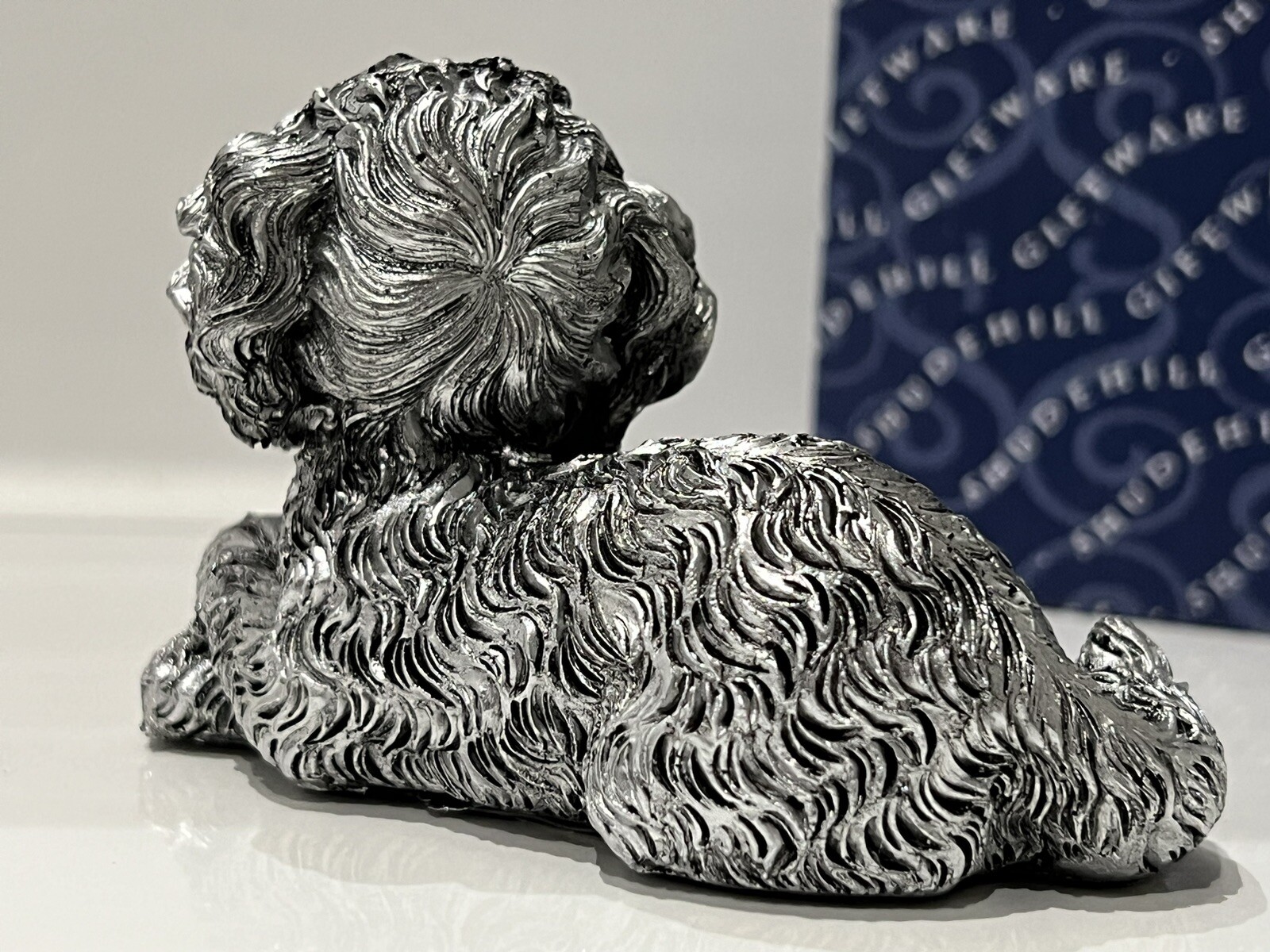 Cockapoo Dog Ornament Figure Silver Lying Gift | eBay UK