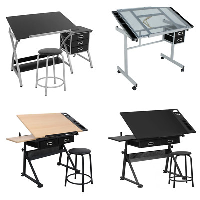 Drafting Table Artist Drawing Table Adjustable Craft Table w/Drawers ...