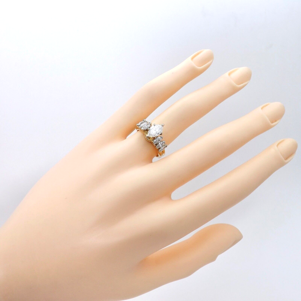 14K Gold Marquise Diamond Wedding Anniversary Enhancer Engagement Ring ...