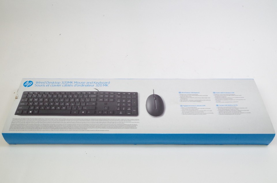 HP Wired Desktop 320MK Mouse and Keyboard Bundle - Black - New ...