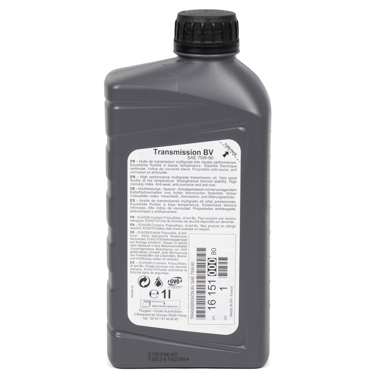 1L 1 Liter ORIGINAL PSA Schaltgetriebeöl BV 75W80 PSA B71 2330 ...