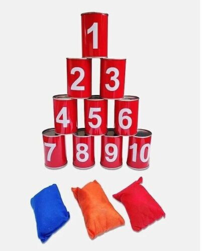 Tin Can Alley Hit The Cans & Score Throwing 3 Bean Bags Family Skill ...