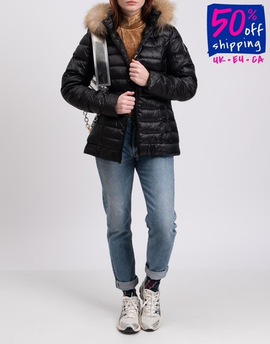 RRP €240 BOMBOOGIE Down Quilted Jacket Size 2 / M Detachable Raccoon ...