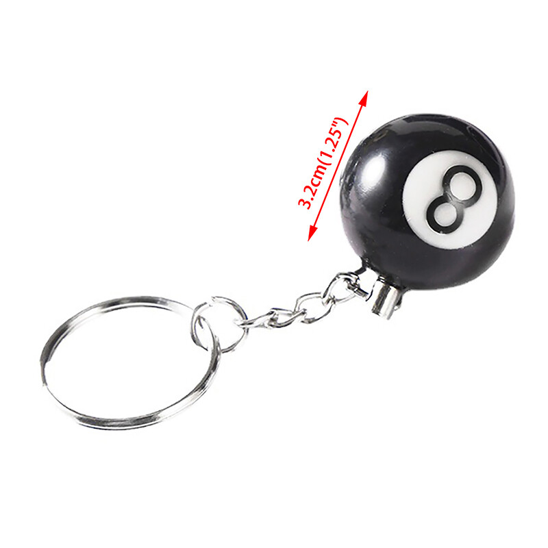 Fashion Creative Billiard Pool Keychain Table Ball Key Ring Lucky Black ...